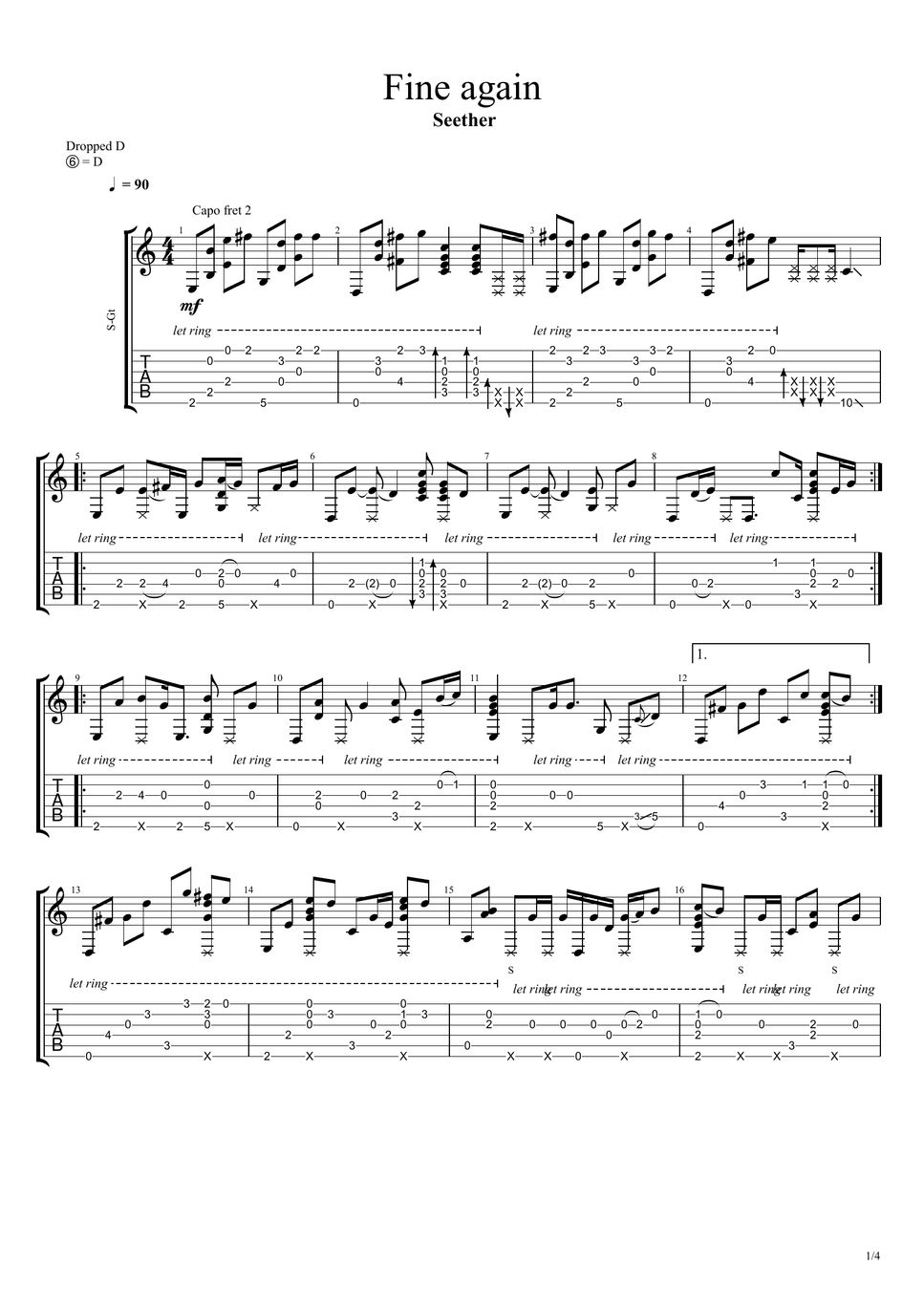 Seether - Fine Again TAB by ECL