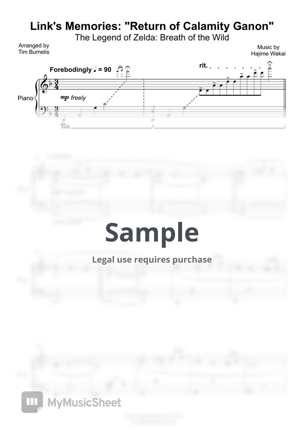 The Legend of Zelda: Breath of the Wild - Link's Memories: Return of Calamity Ganon Sheet Music ...