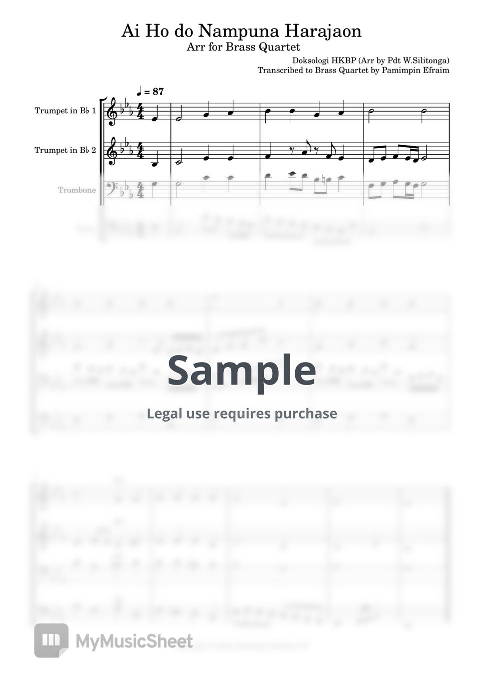 Doksologi HKBP - Ai Ho do Nampuna Harajaon Sheets by Pdt W. Silitonga ...