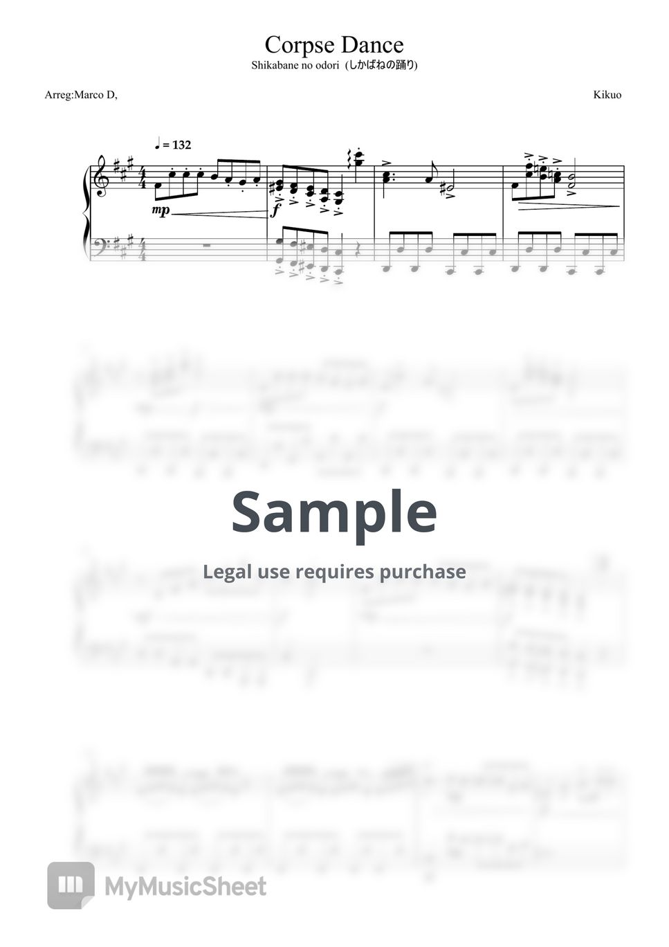 Kikuo - Corpse Dance Sheet Music by Marco D.