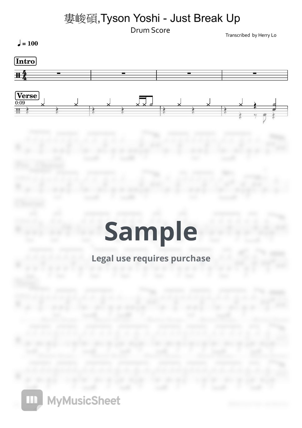 婁峻碩,Tyson Yoshi - Just Break Up Sheets by Herry Lo Drums