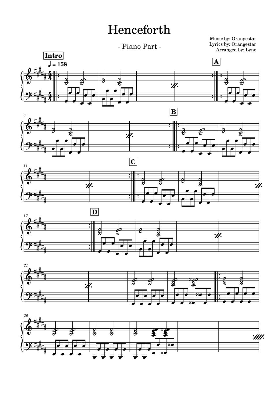 Orangestar - Henceforth (Piano part) Partition musicale by Lyno