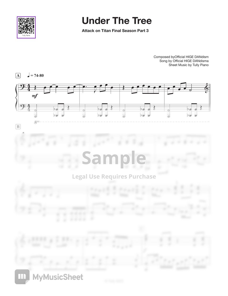 SiM - UNDER THE TREE 악보 by Tully Piano