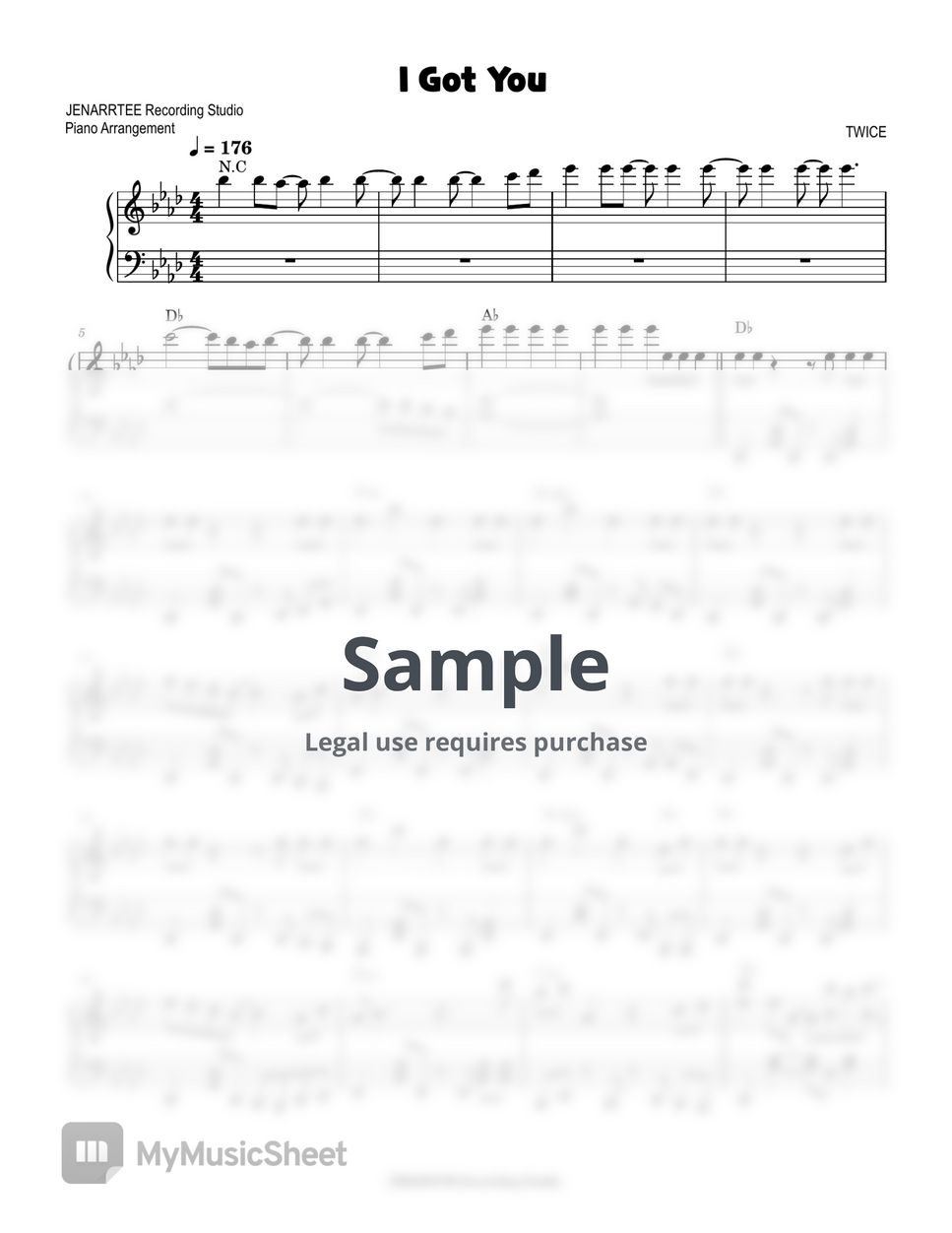 TWICE - I GOT YOU 乐谱 by JENARRTEE Recording Studio