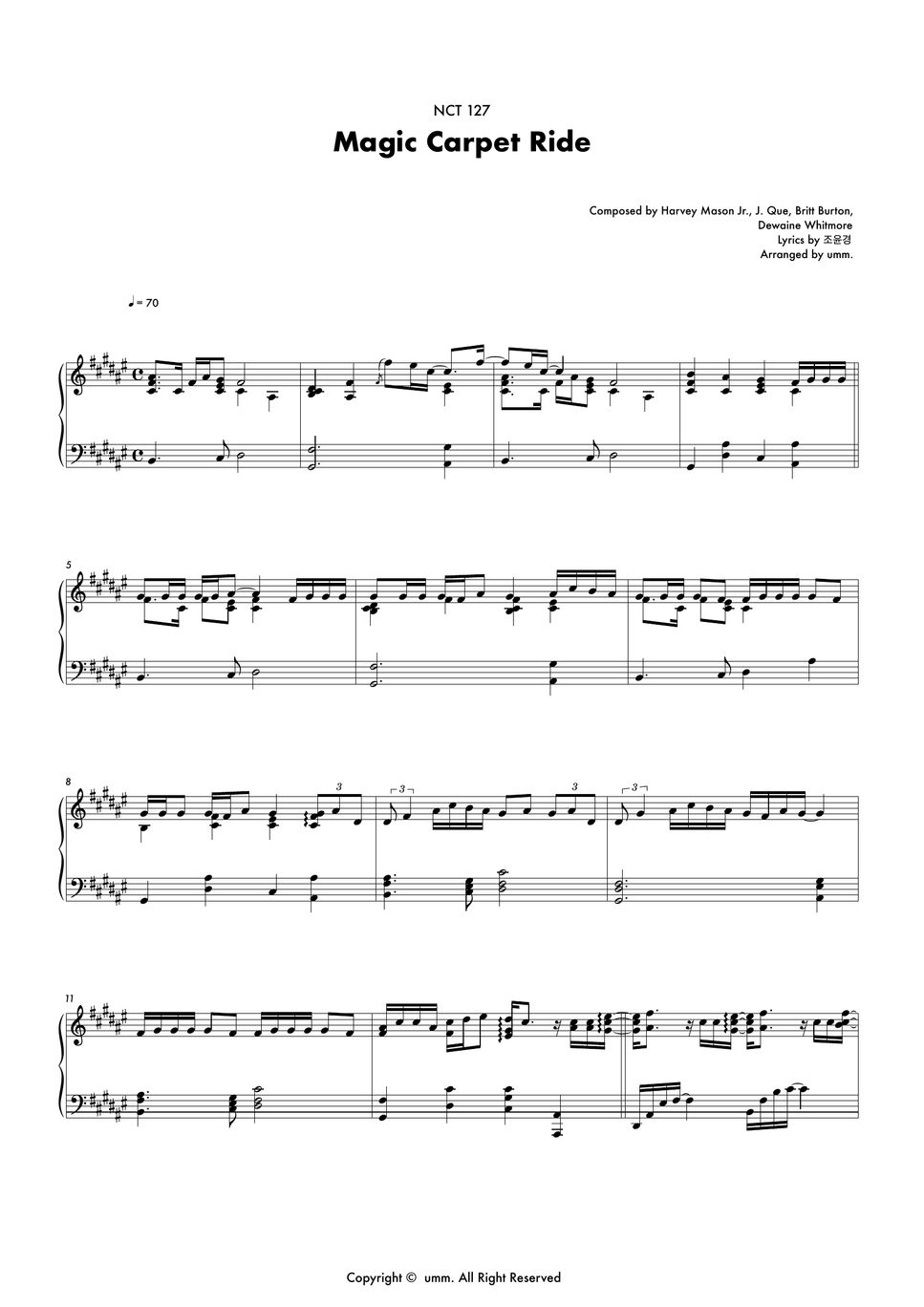 NCT 127 - Magic Carpet Ride Sheet Music by umm.