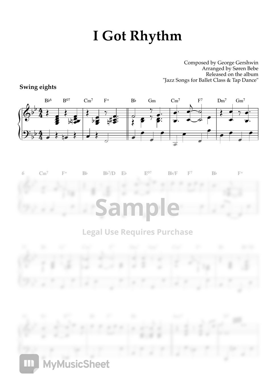 Gershwin - I Got Rhythm (jazz piano) Sheet Music by Soren Bebe