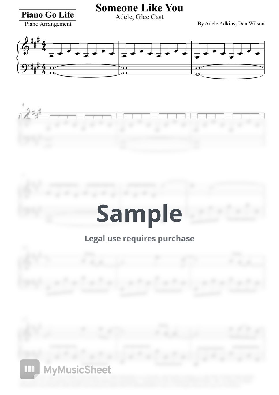Adele - Someone Like You 樂譜 by Piano Go Life