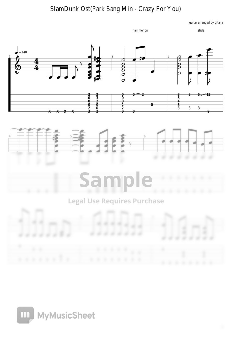 Park Sang Min - Crazy For You (SlamDunk OST) Sheets by gitana