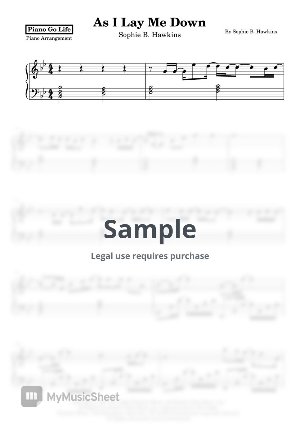 Sophie B. Hawkins - As I Lay Me Down Sheet Music by Piano Go Life