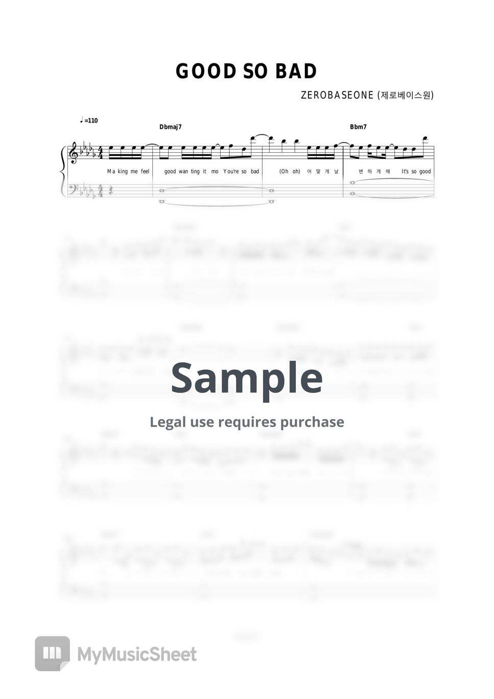 ZEROBASEONE (제로베이스원) - GOOD SO BAD (Easy ver.) 악보 by Dopiano