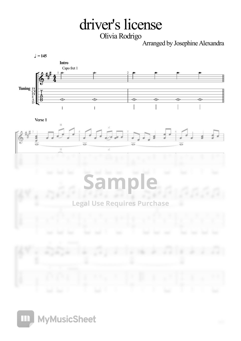 Olivia Rodrigo - drivers license Sheets