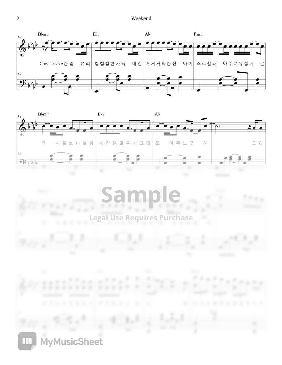 TAEYEON (태연) - Weekend (가사 포함) Sheets by ChansMusic