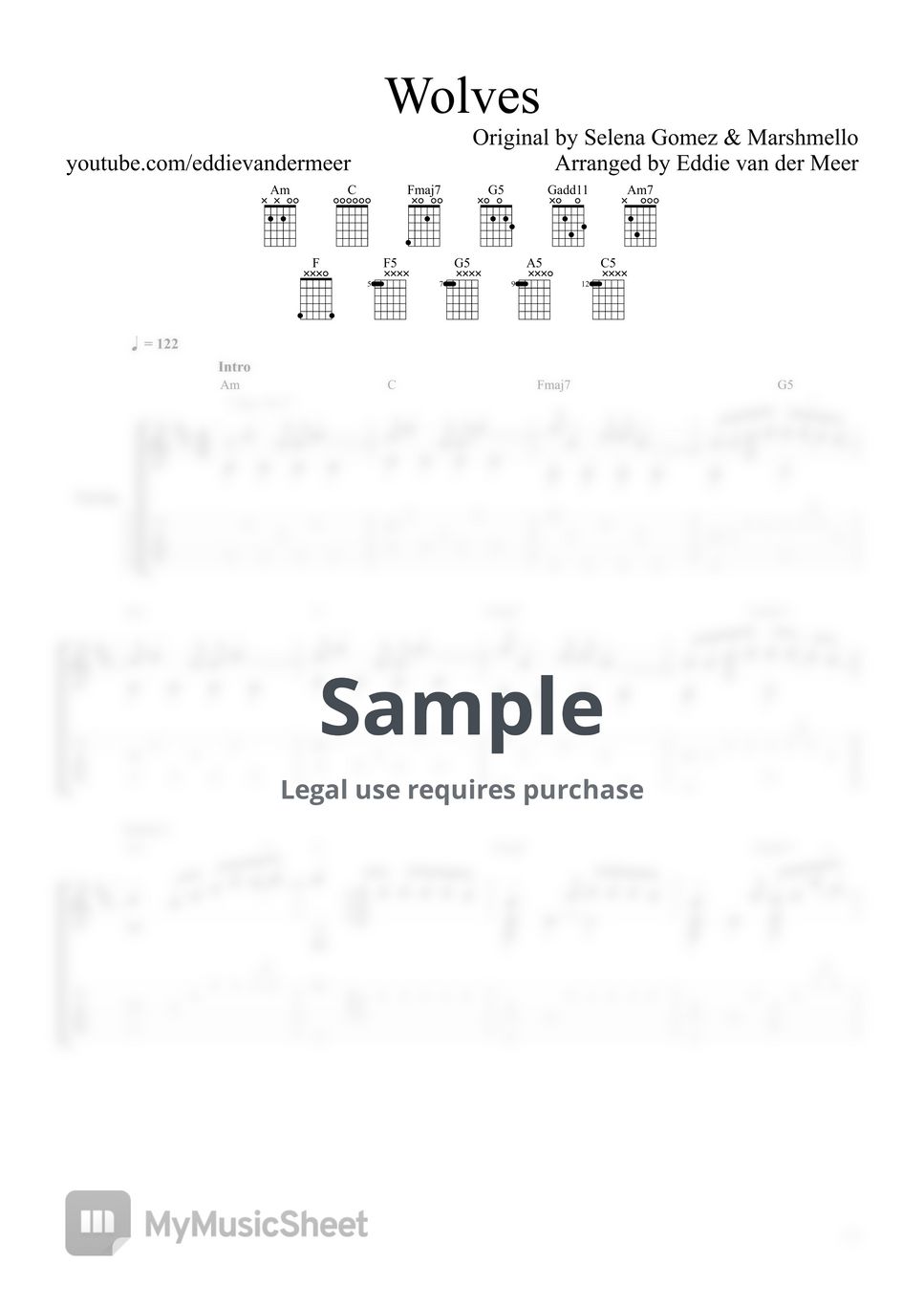 Selena Gomez & Marshmello - Wolves TAB+1 Staff by Eddie van der Meer