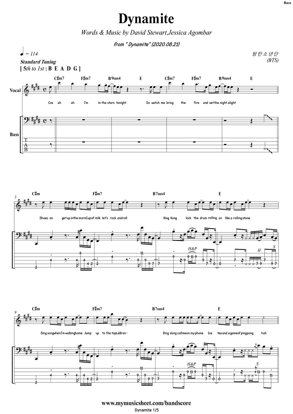 BTS - Dynamite | Bandscore 楽譜