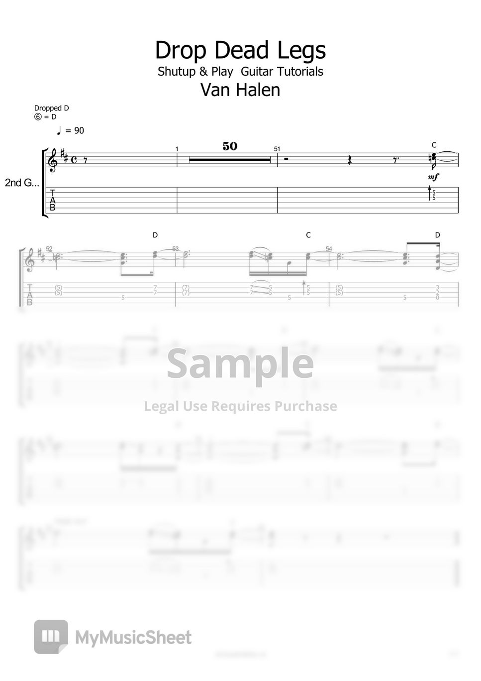 Van Halen - Drop Dead Legs 악보 by Shutup & Play Guitar Tutorials