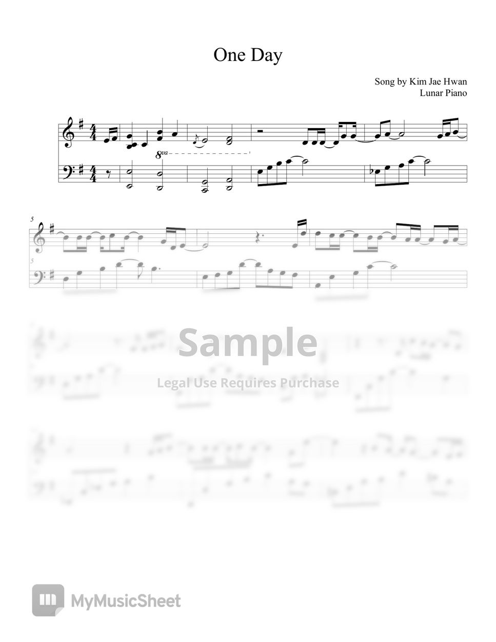 Kim Jae Hwan - One Day Sheets by Lunar Piano