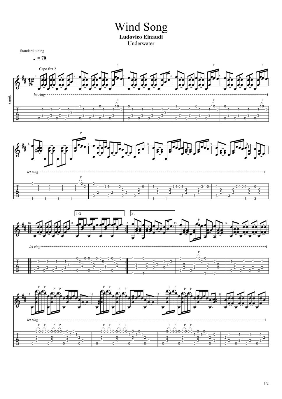 Ludovico Einaudi - Wind Song TAB by Nico Music