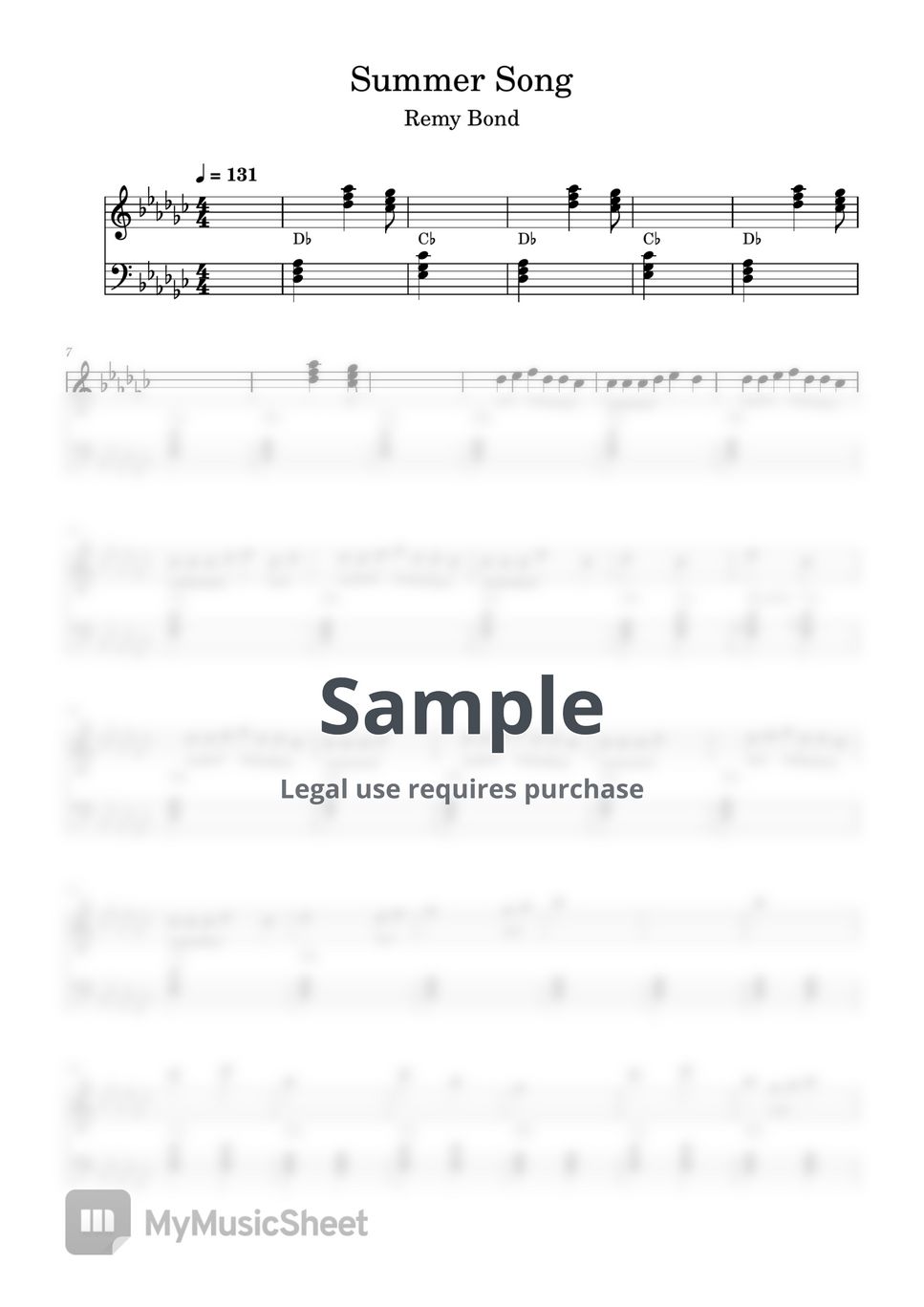 Remy Bond - Summer Song Sheet Music by Will Adagio