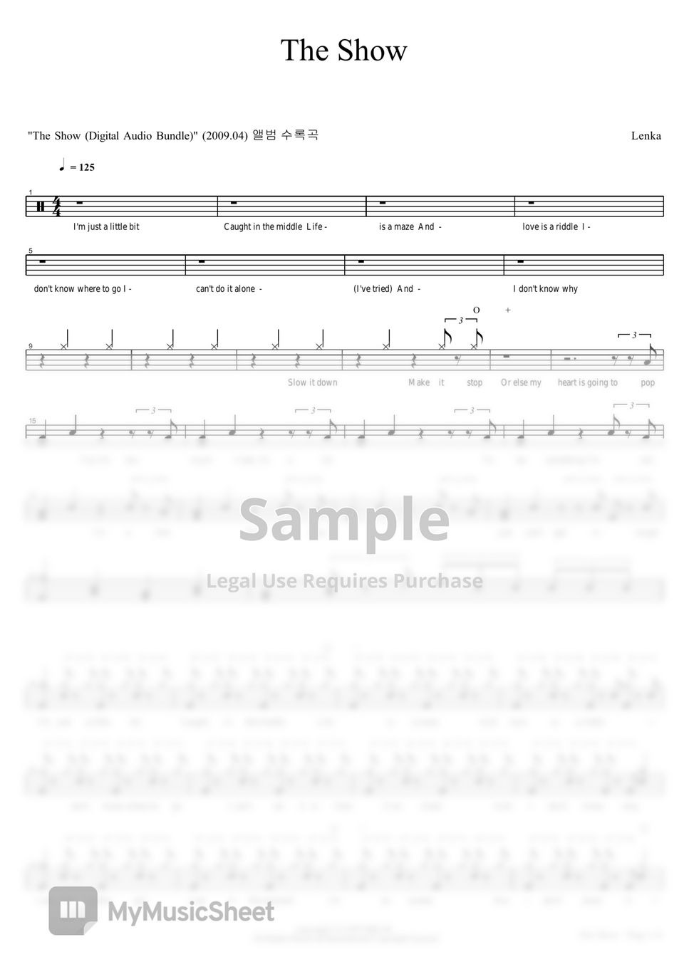 Lenka - The Show Sheets by COPYDRUM