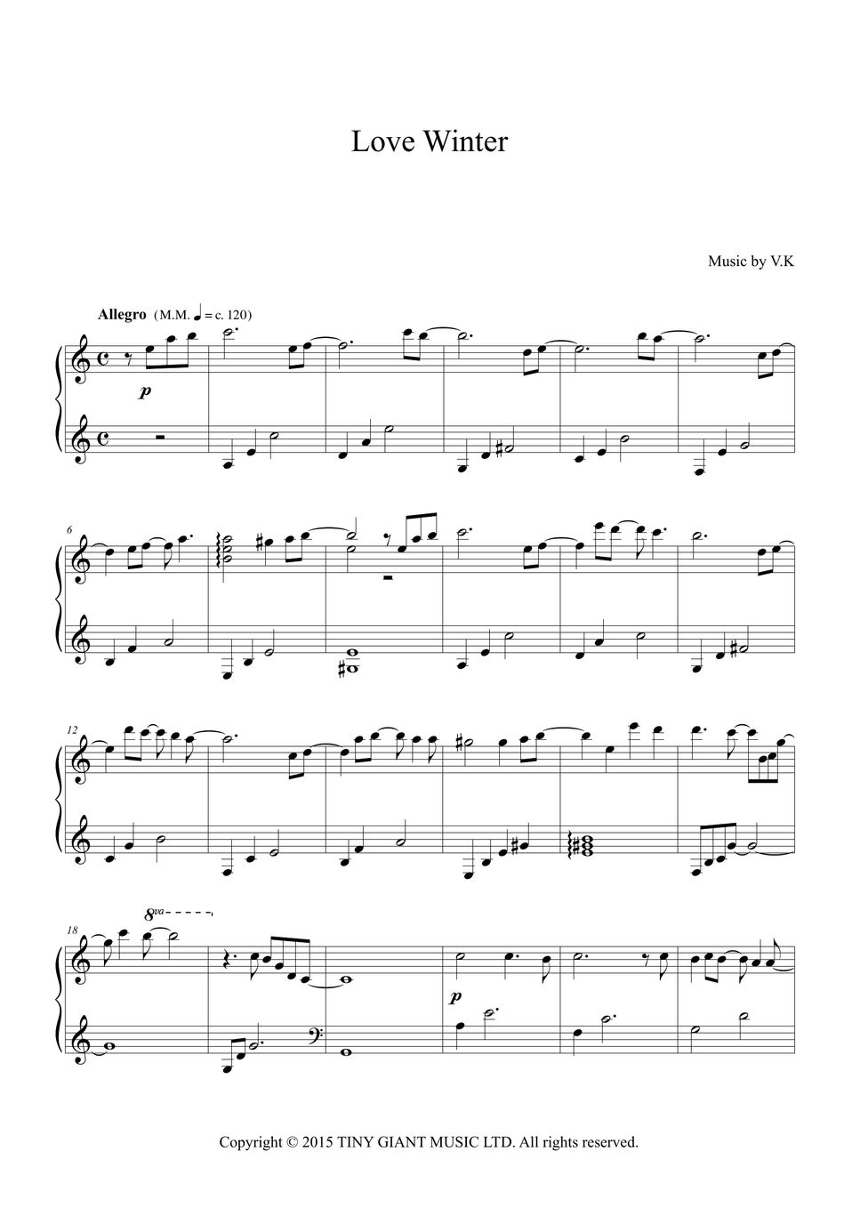 V.K - Love ‧ Winter Notenblatt
