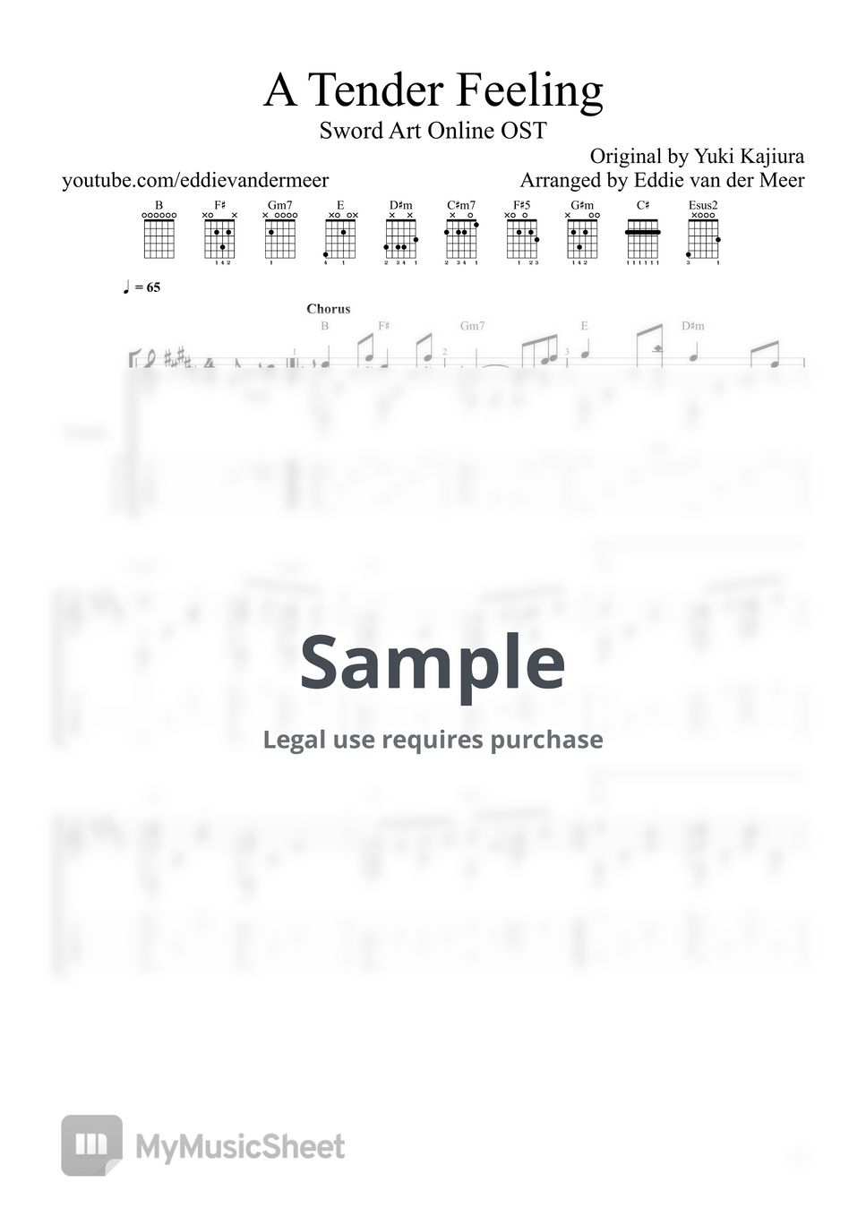 Yuki Kajiura - A Tender Feeling (Sword Art Online OST) Tab + 단선 악보 by ...