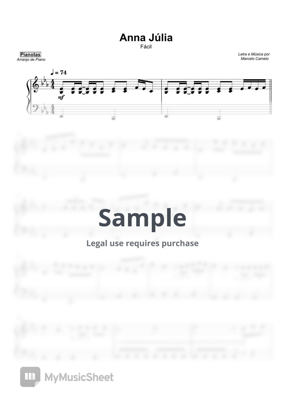 Los Hermanos - Anna Júlia Sheets by Pianotas