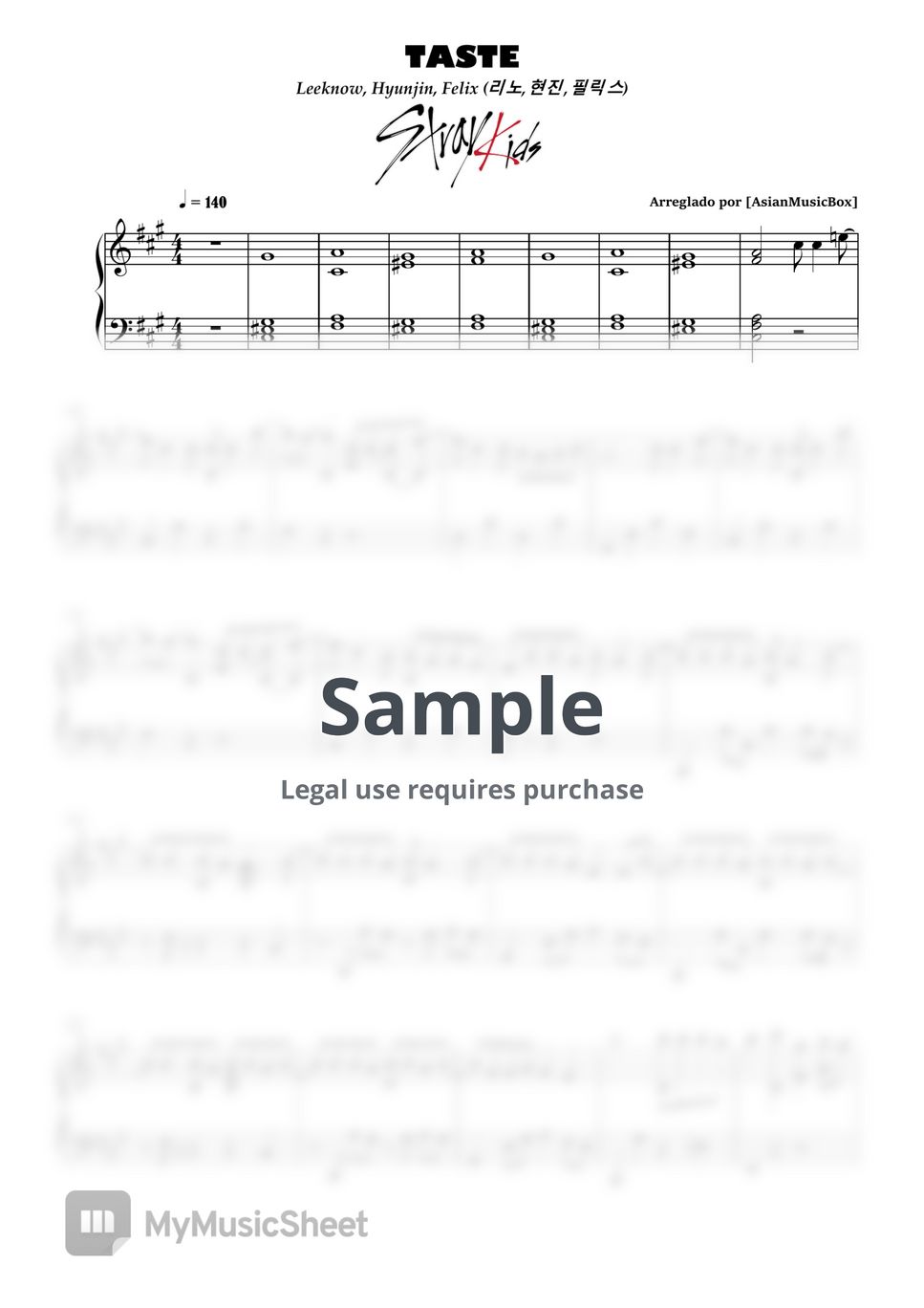 Stray Kids (Leeknow, Hyunjin, Felix) - TASTE (Sheet, MIDI & Drums ...