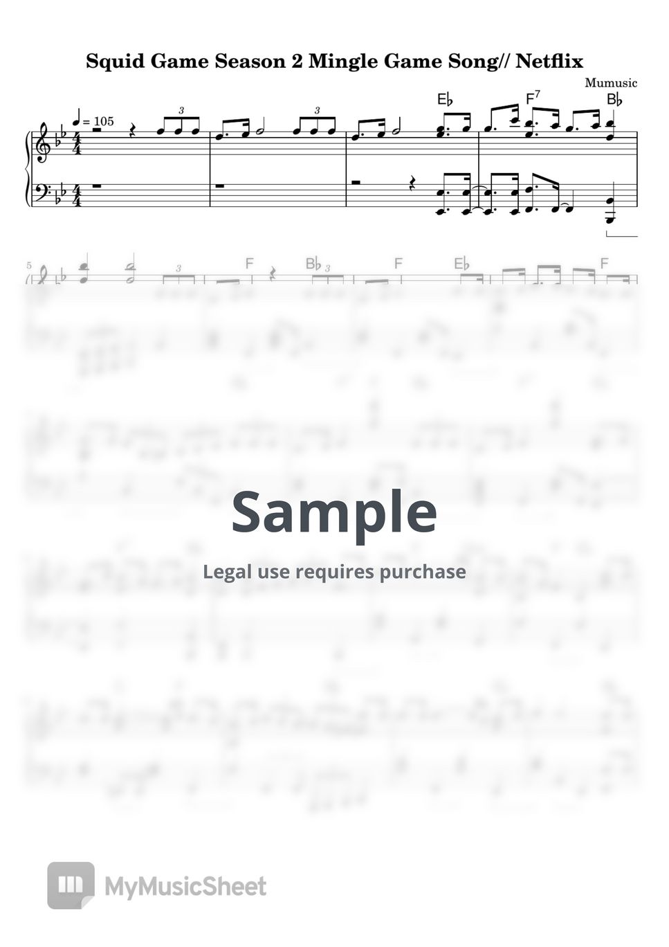 Squid Game - Mingle Game Song Sheet Music by Mumusic