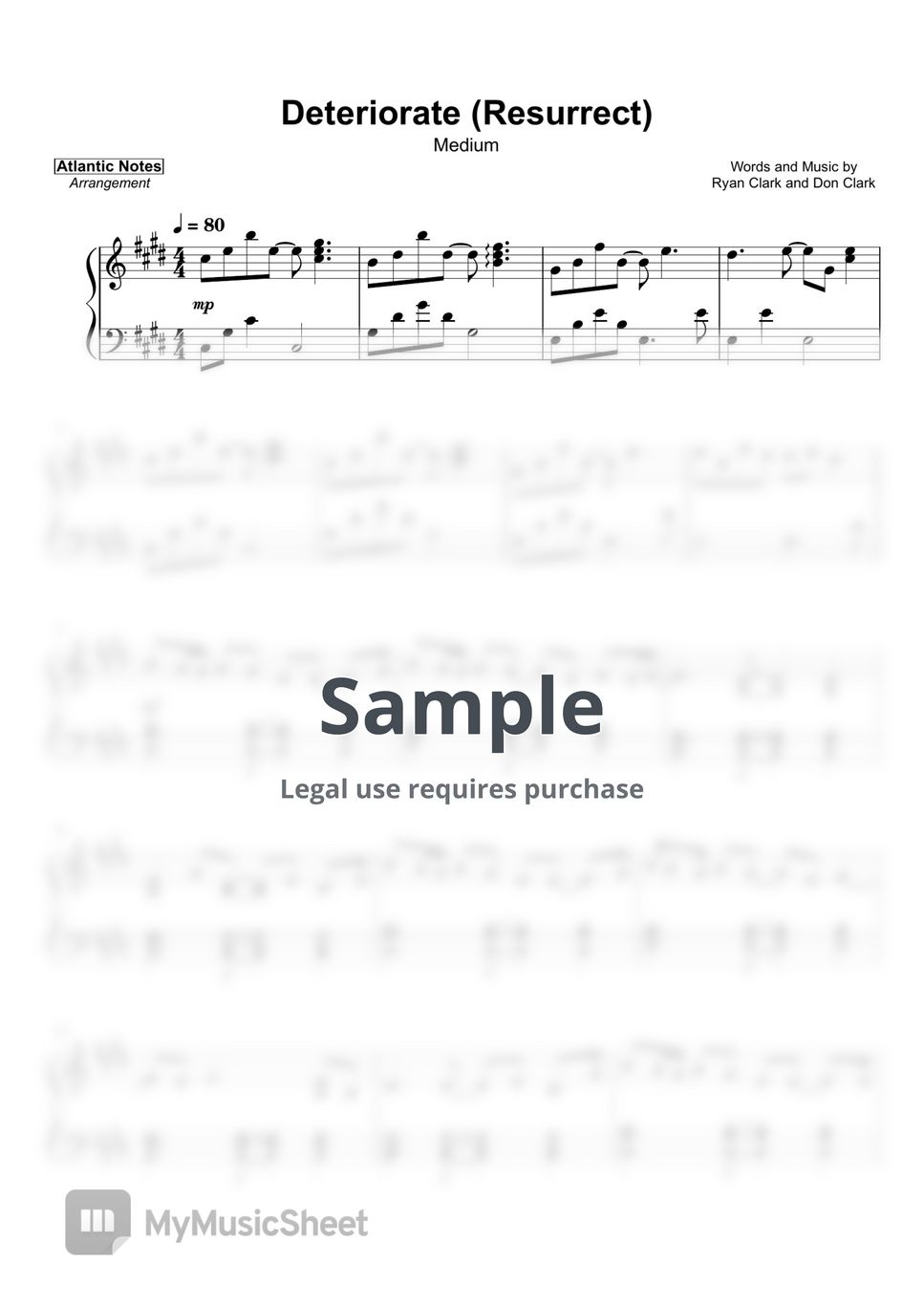 Demon Hunter - Deteriorate (Resurrected) 악보 by Atlantic Notes