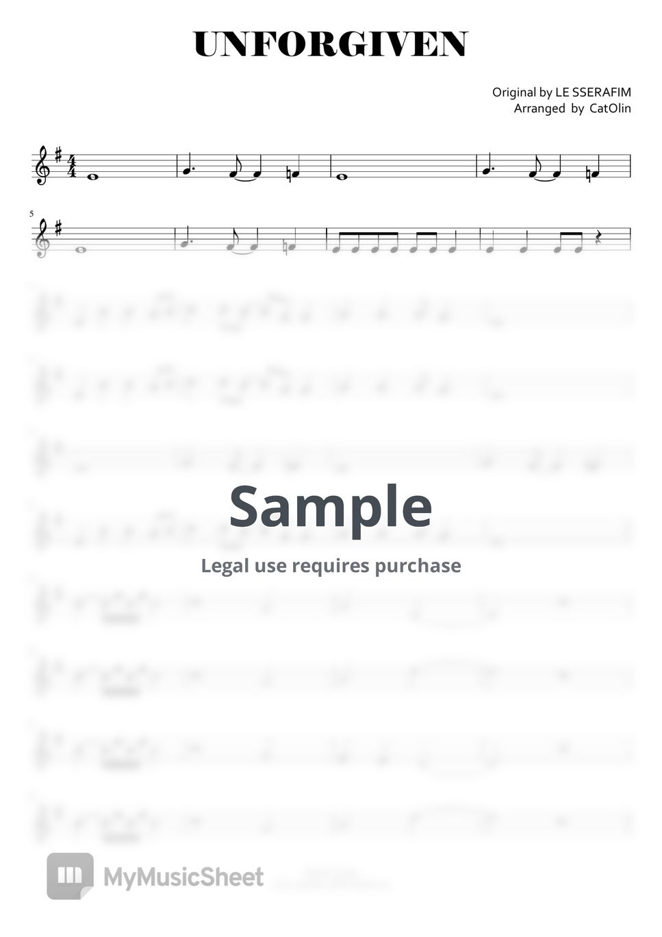 르세라핌 - UNFORGIVEN Sheet Music by 캣올린CatOlin