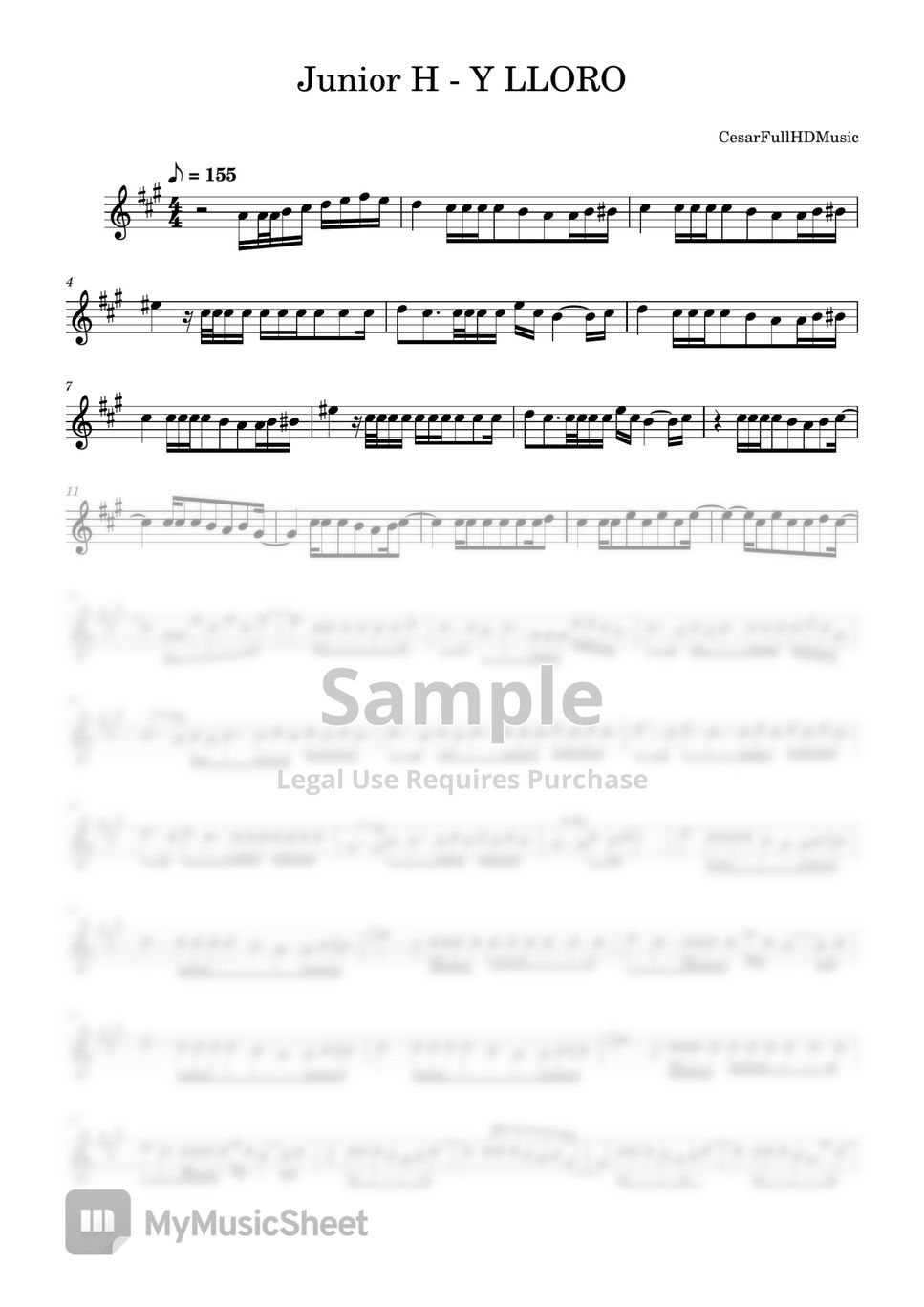 Junior H - Y LLORO Sheets
