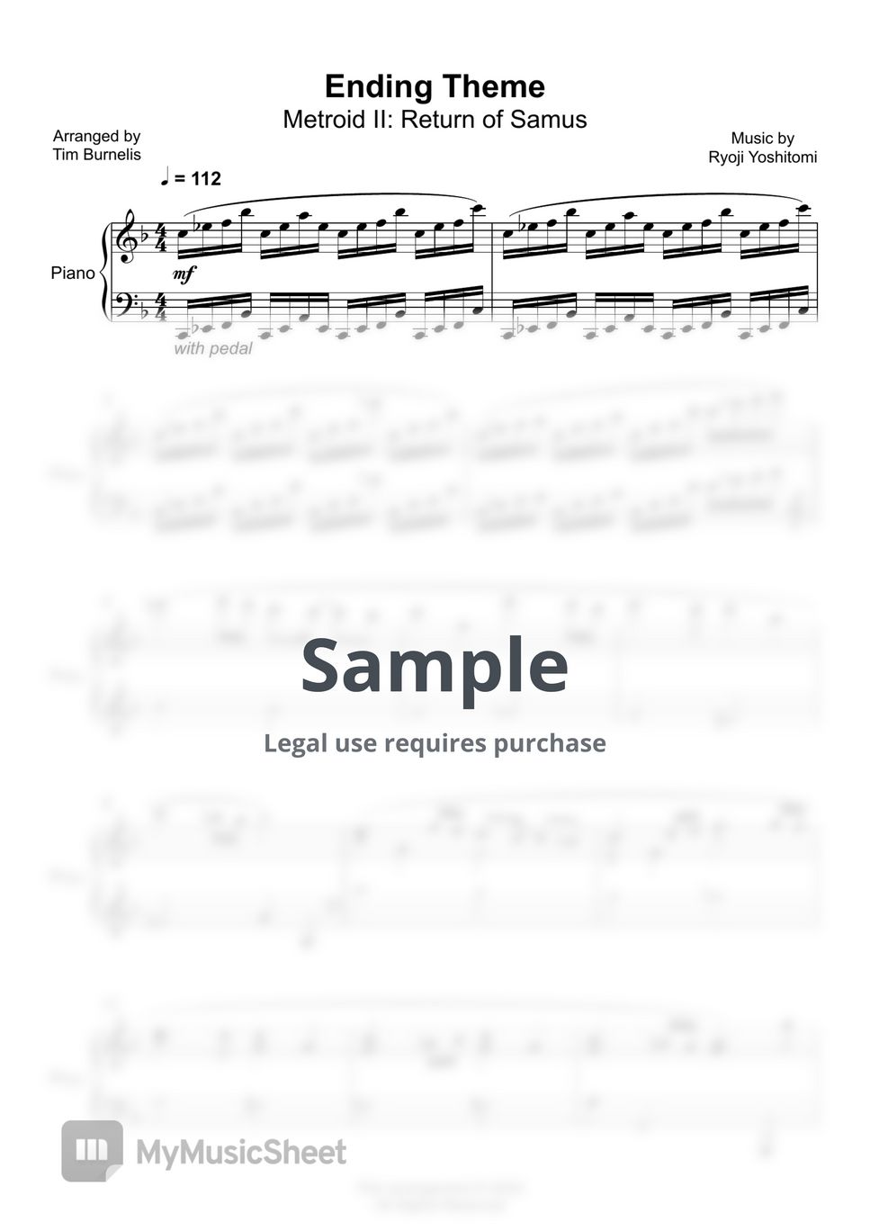 Metroid II: Return of Samus - Ending Theme 악보 by Tim Burnelis