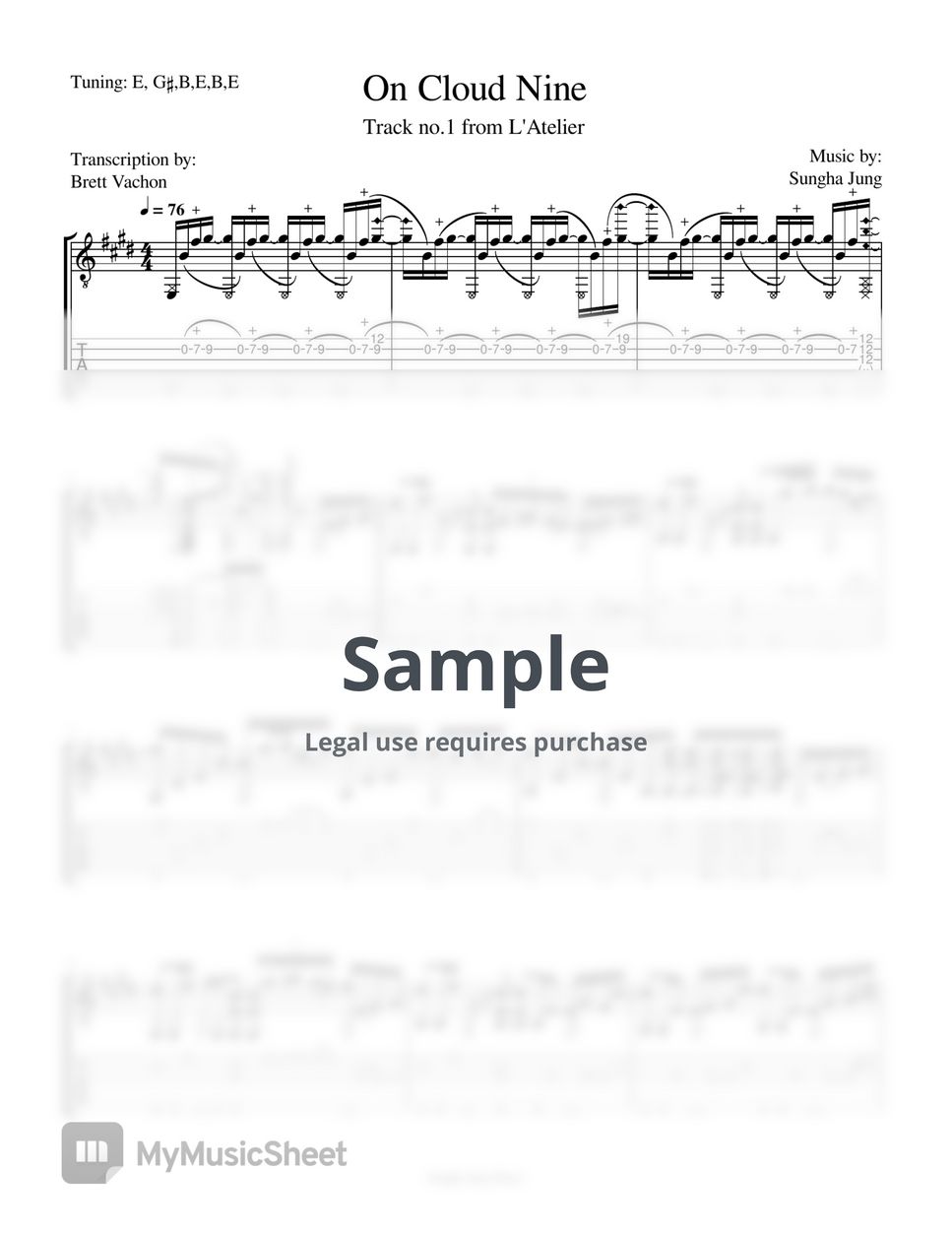 Sungha Jung - On Cloud Nine Sheets by Brett Vachon