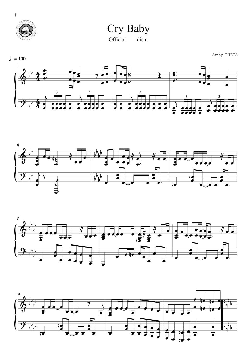 OfficialHIGEDANdism - Cry Baby Sheet by THETA PIANO