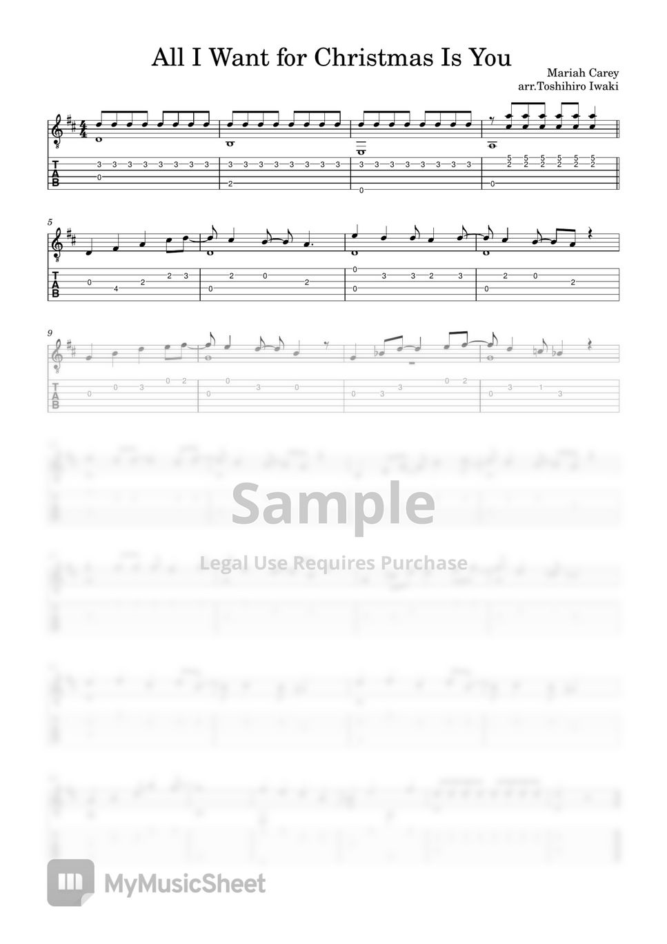 Mariah Carey - All I Want for Christmas Is You TAB+1 pent. by Toshihiro ...