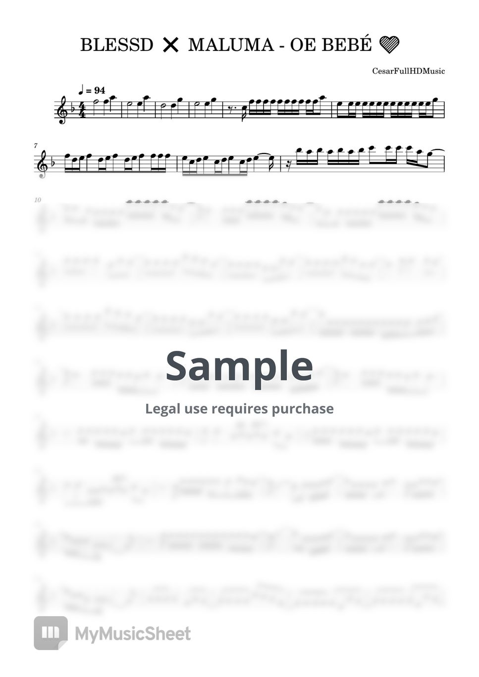 BLESSD MALUMA - OE BEBÉ 💜 Sheet Music