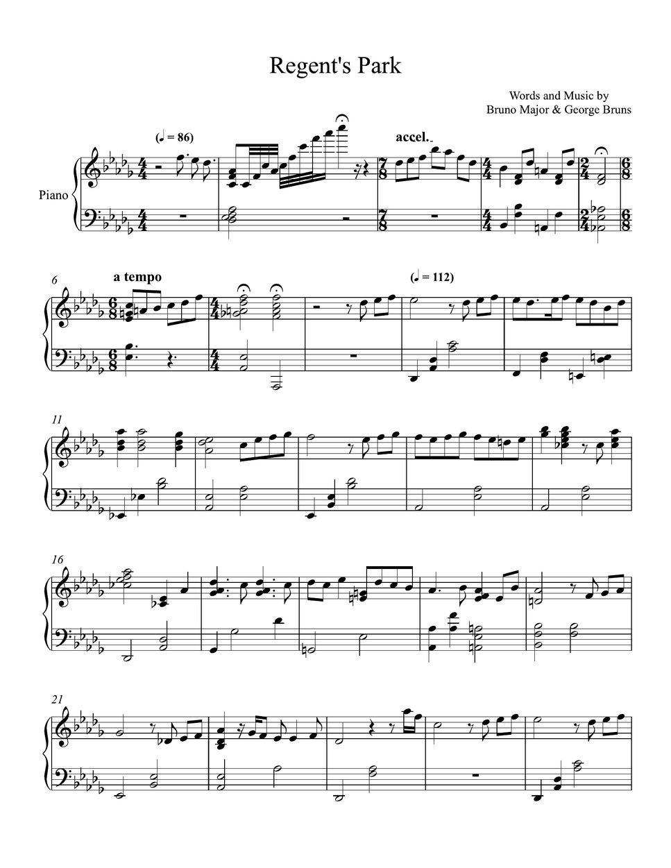 Bruno Major - Regent's Park Sheets