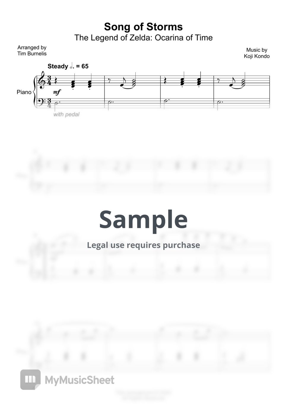 The Legend of Zelda: Ocarina of Time - Song of Storms Sheet Music by ...