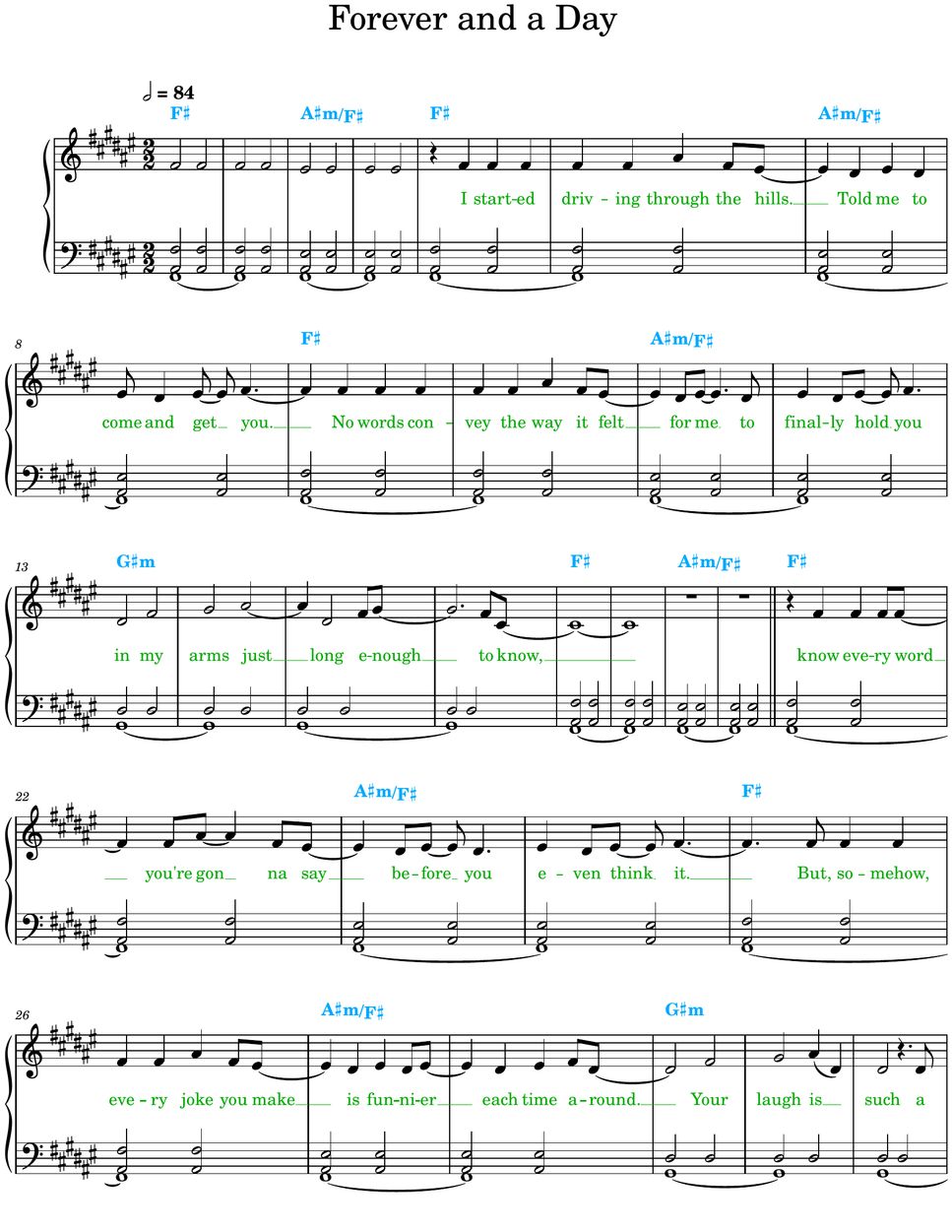 Benson Boone - Forever and a Day (With lyrics and chords) 악보 by Rita B