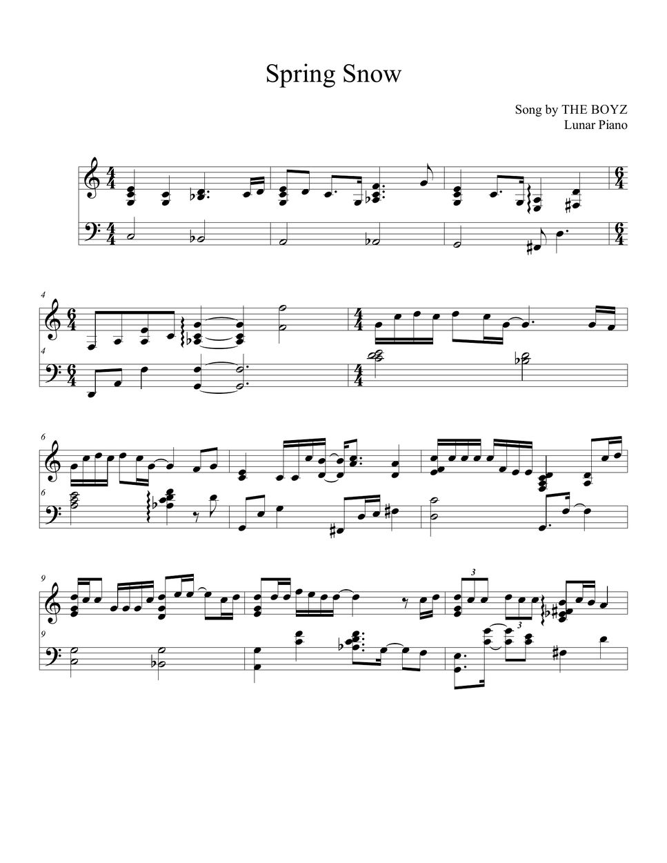 THE BOYZ - Spring Snow 樂譜 by Lunar Piano