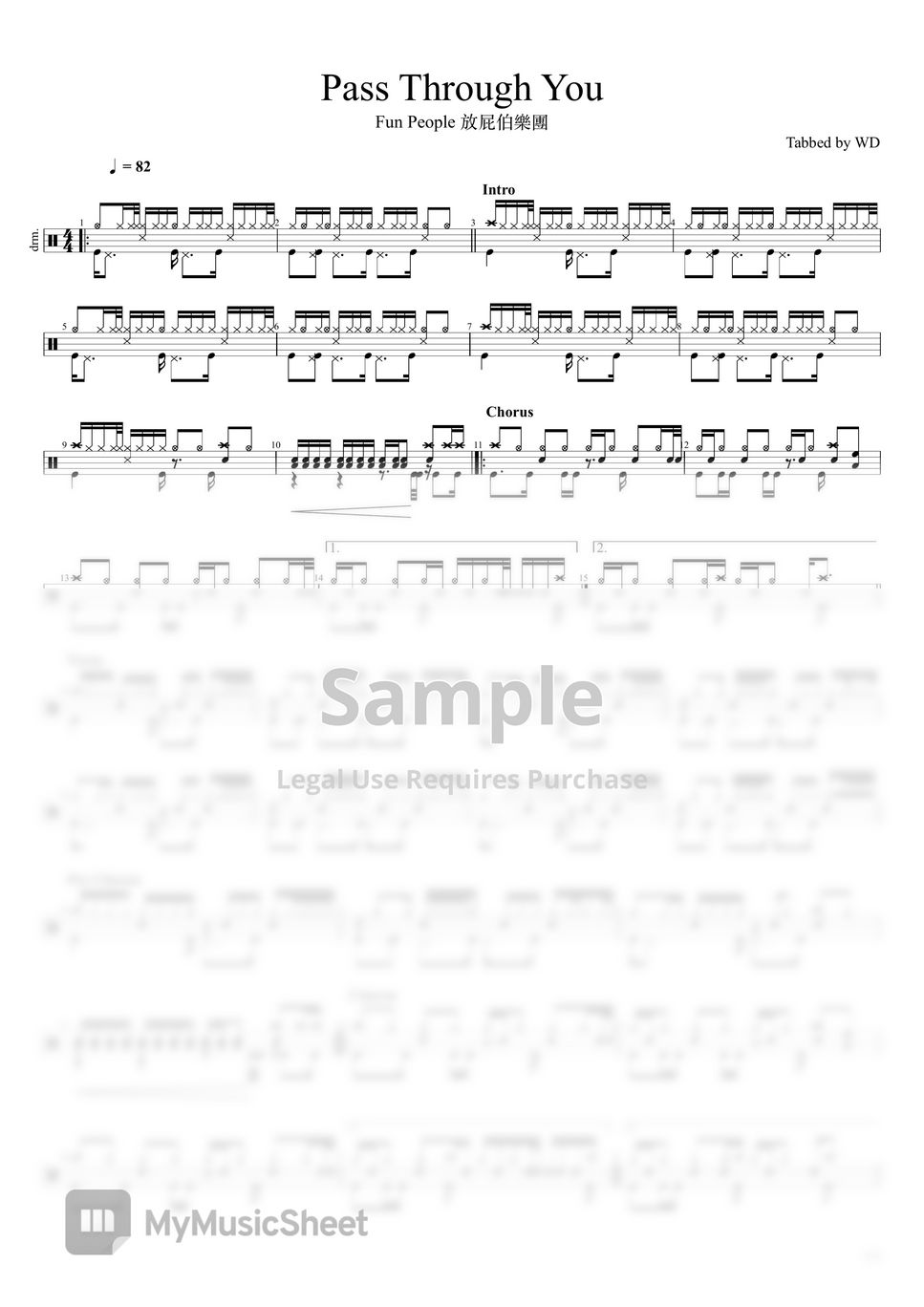 Fun People 放屁伯樂團 - Pass Through You Sheets by 劉宗瑋 WD