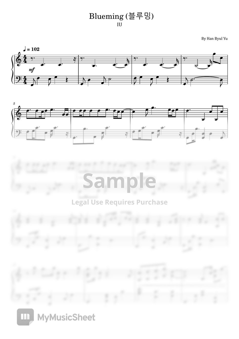 Han Byul Yu - Blueming (블루밍) (For Piano Solo) Sheets by poon Han Byul Yu - Blueming (블루밍) (For Piano Solo) Sheets by poon