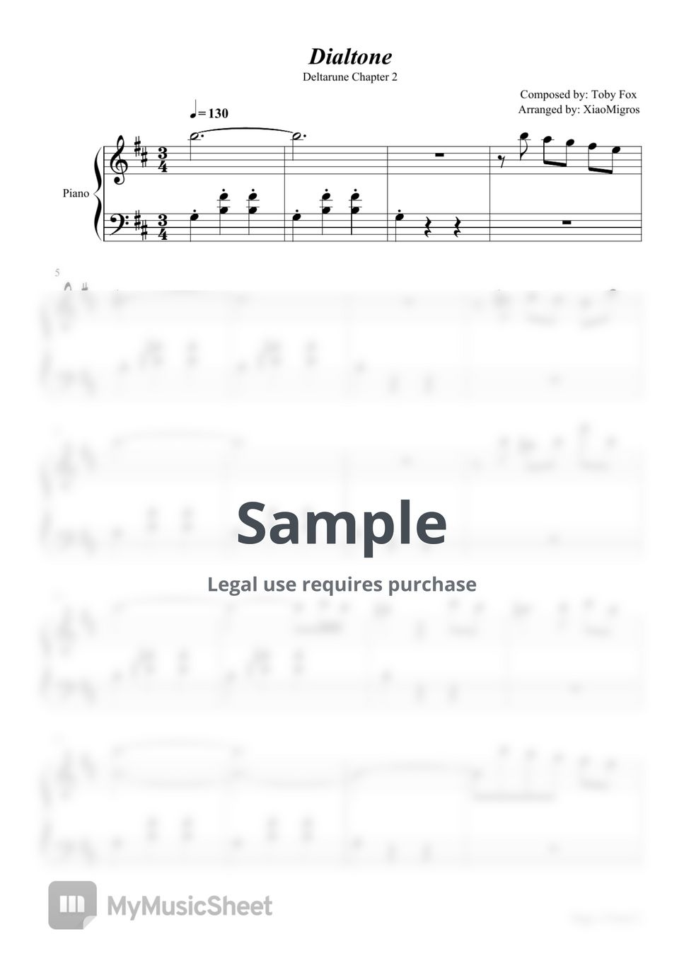 Toby Fox - Dialtone (Deltarune Chapter 2) โน้ตเพลง by dogemusic