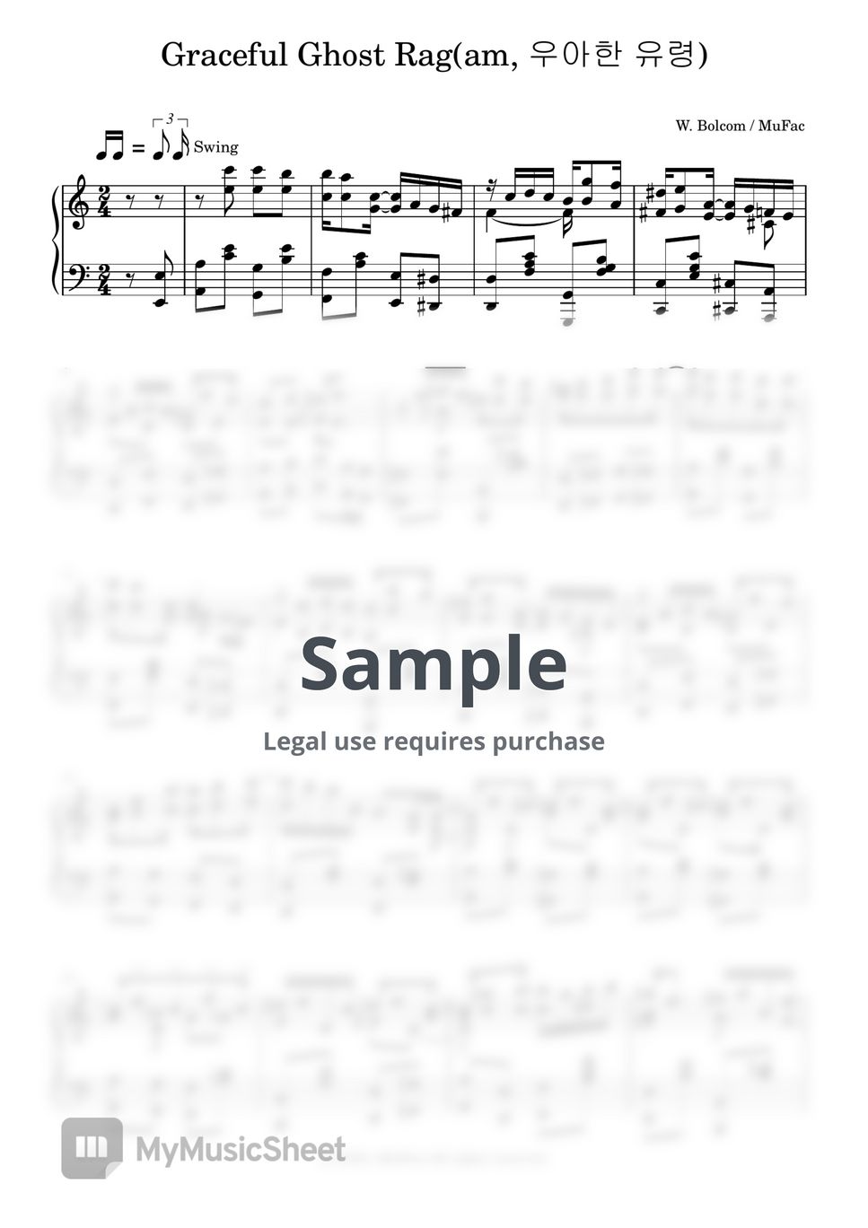 W.Bolcom 윌리엄 볼콤 - Graceful Ghost Rag 우아한유령 in am(Editted) (피아노 솔로 / am ...