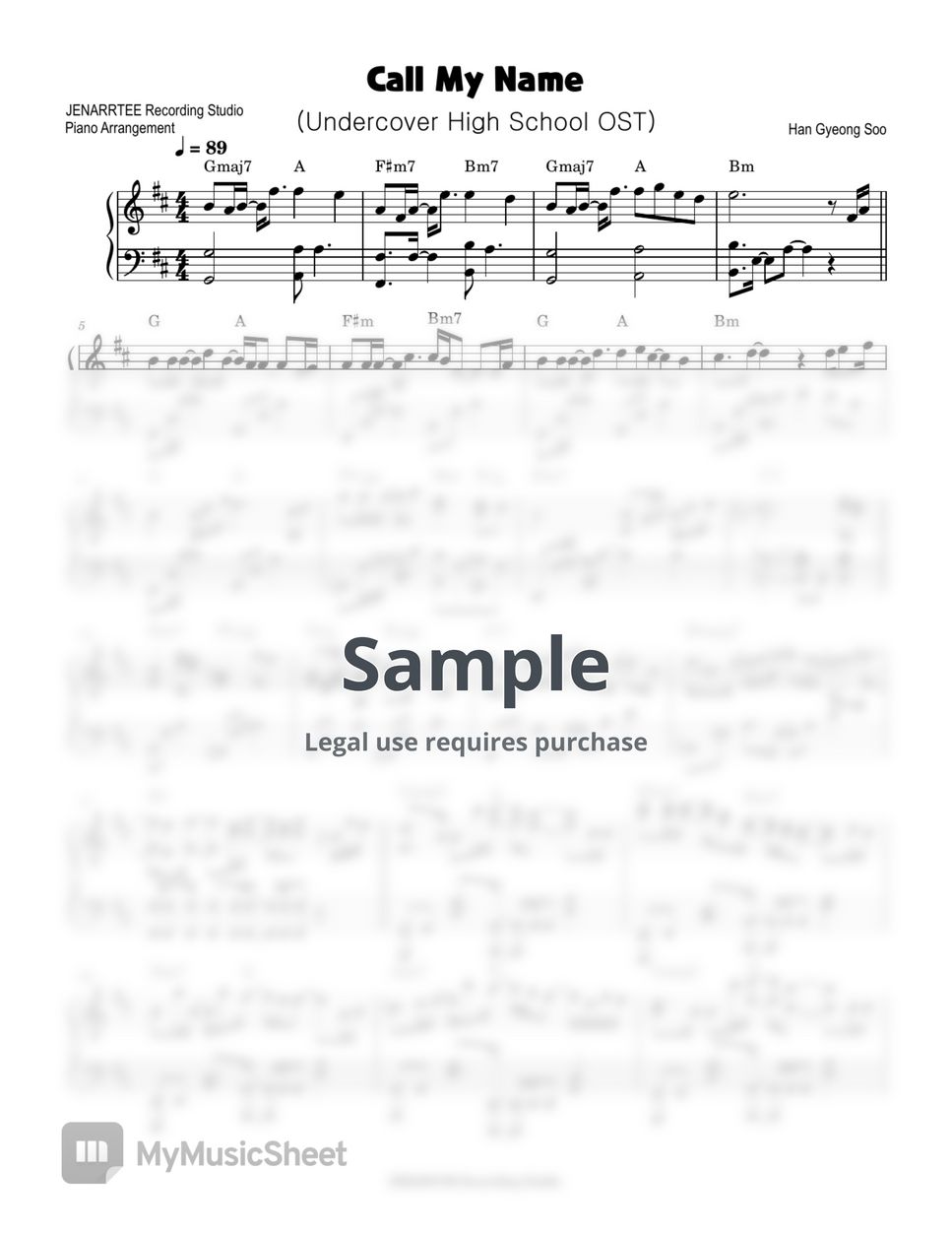 Han Gyeong Soo - Call My Name (Undercover High School OST) Sheets by ...