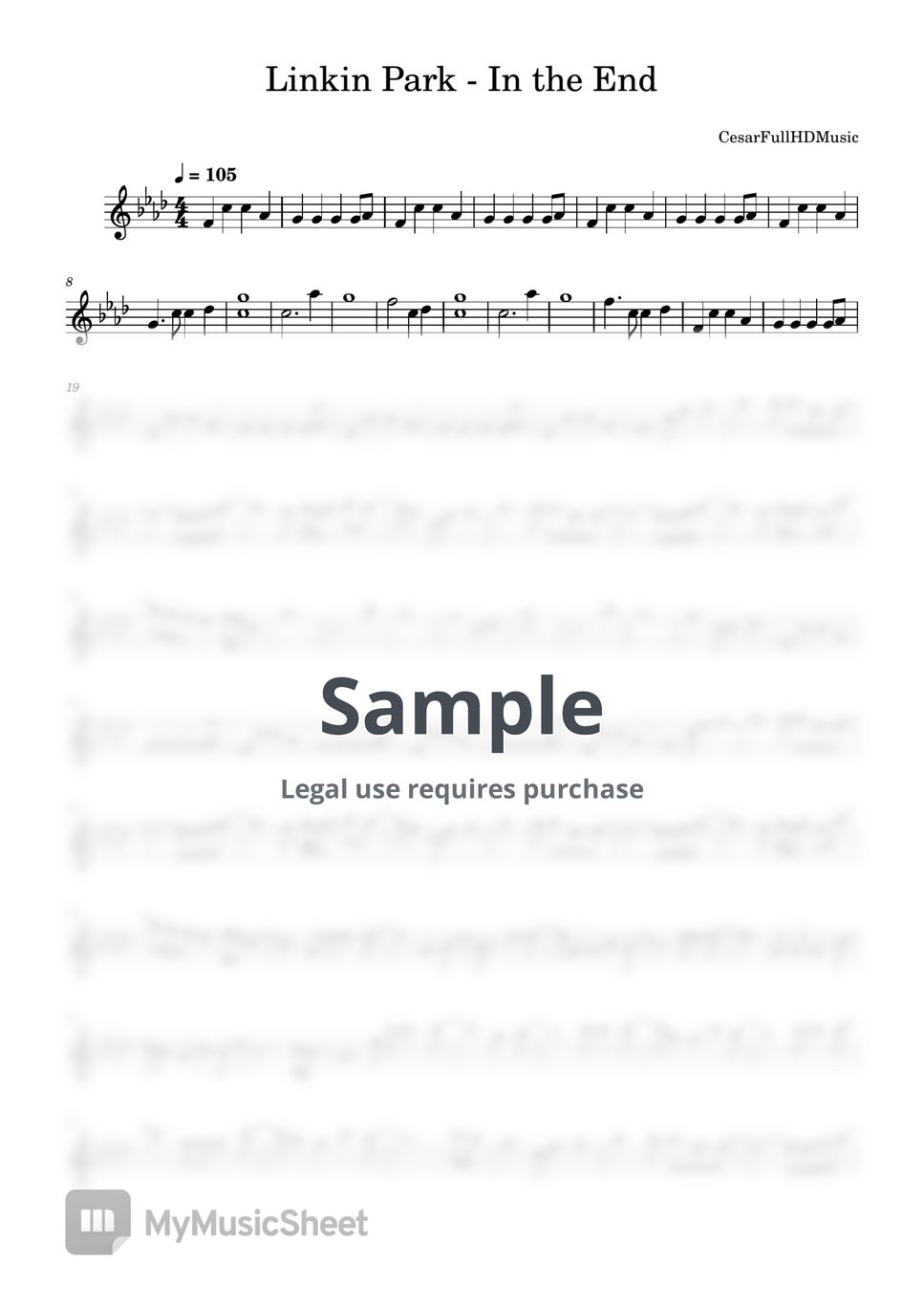 Linkin Park - In the End Sheets