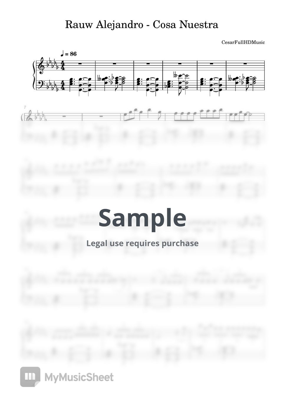 Rauw Alejandro - Cosa Nuestra Sheets