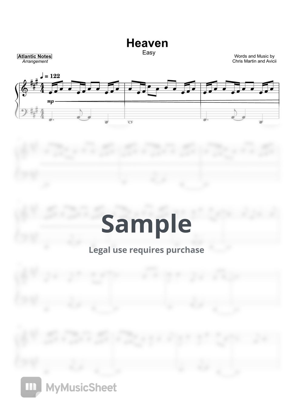 Avicii - Heaven Sheet Music by Atlantic Notes