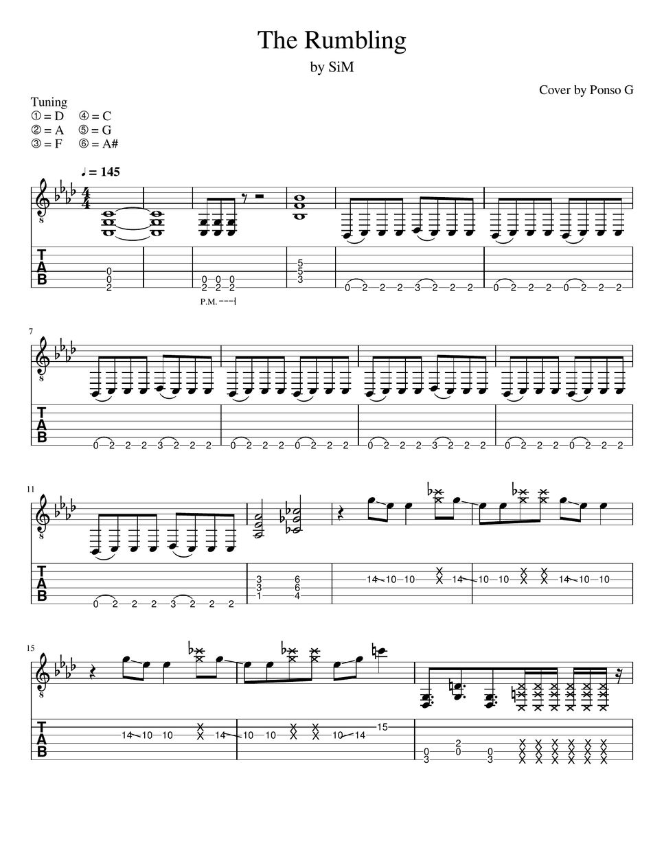 SiM - The Rumbling TAB by Ponso G