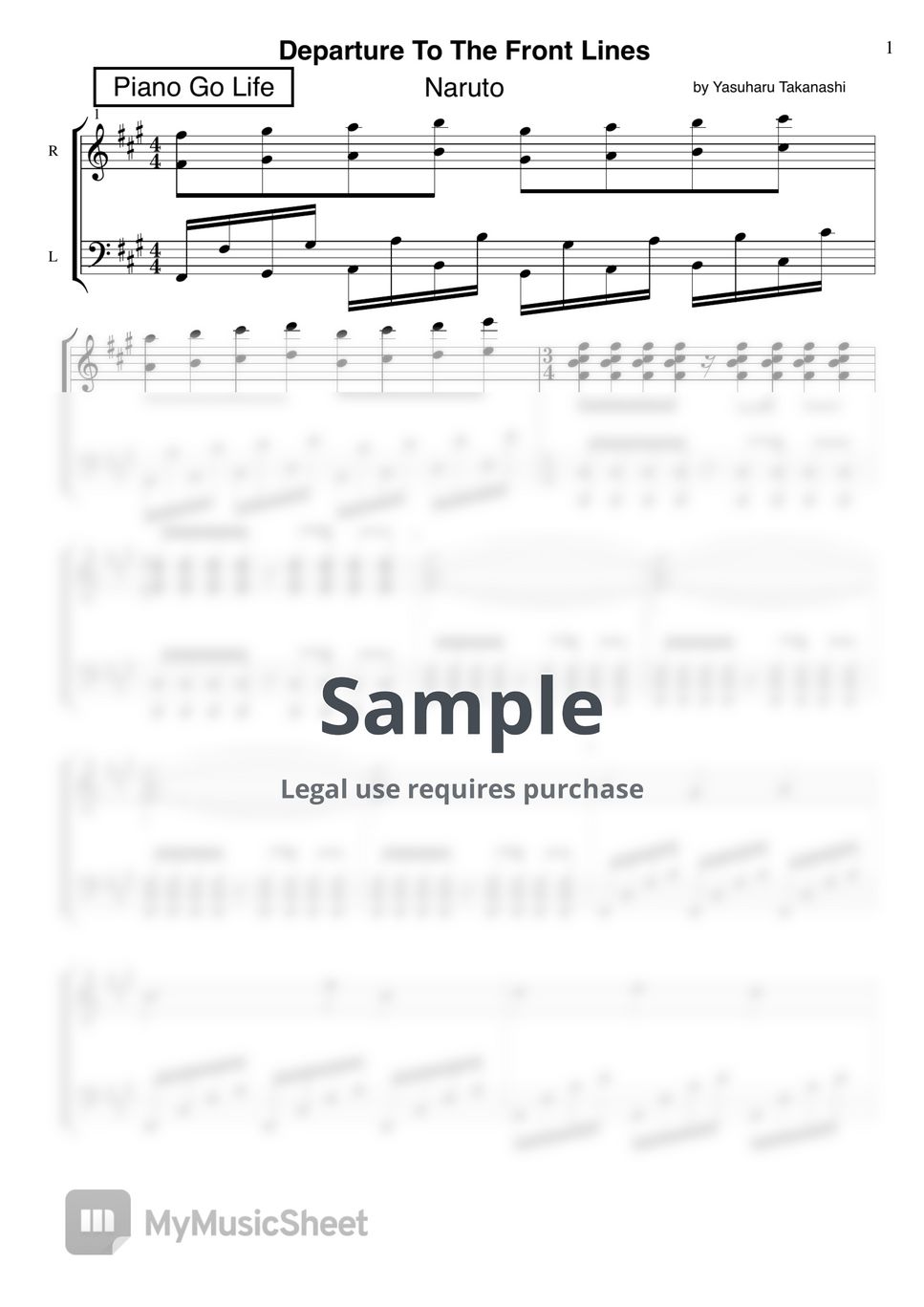 Naruto - Departure To The Front Lines Sheet Music by Piano Go Life